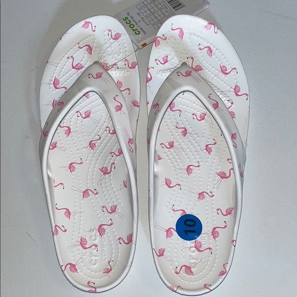 CROCS | Shoes | Crocs Pink Flamingo Print Kadee Ii Flip Flop Beach Pool ...